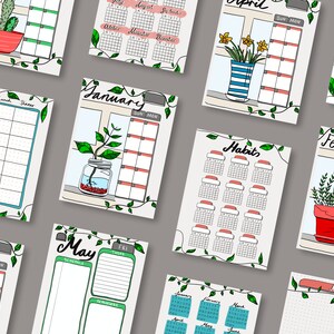 Undated Yearly Planner Habit Tracker Plant Theme Interactive Planner ...
