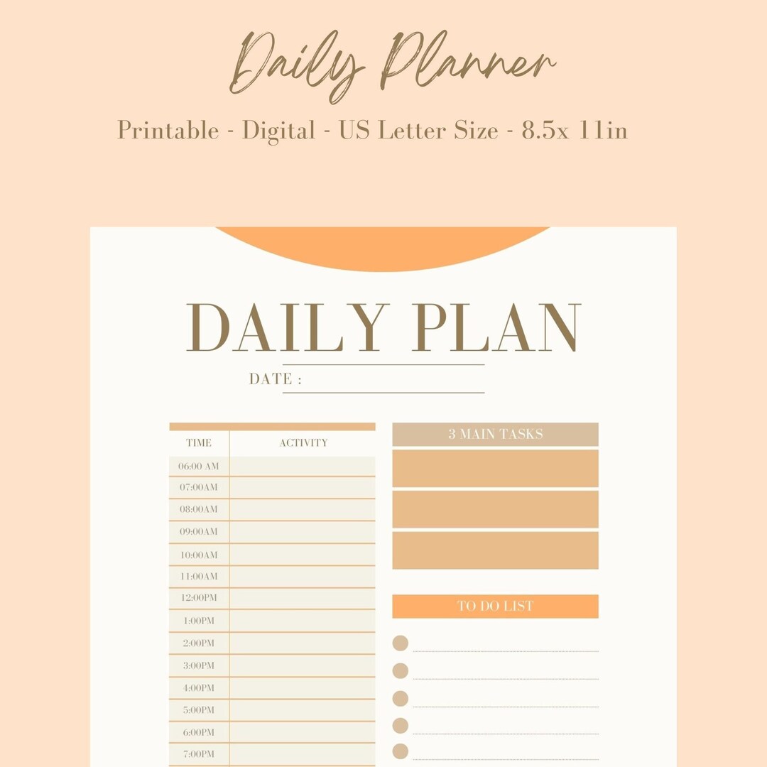 Daily Printable Planner| PDF Instant Download | US Letter 8.5 X 11in ...