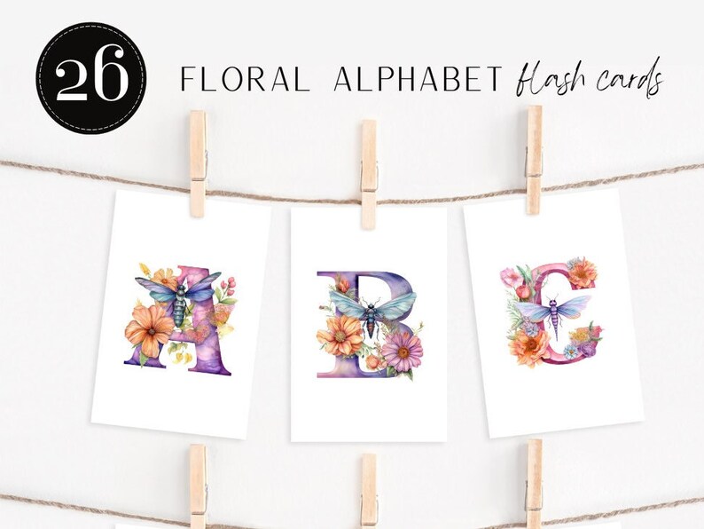 Floral Alphabet Flash Cards Whimsical Theme for Waldorf - Etsy