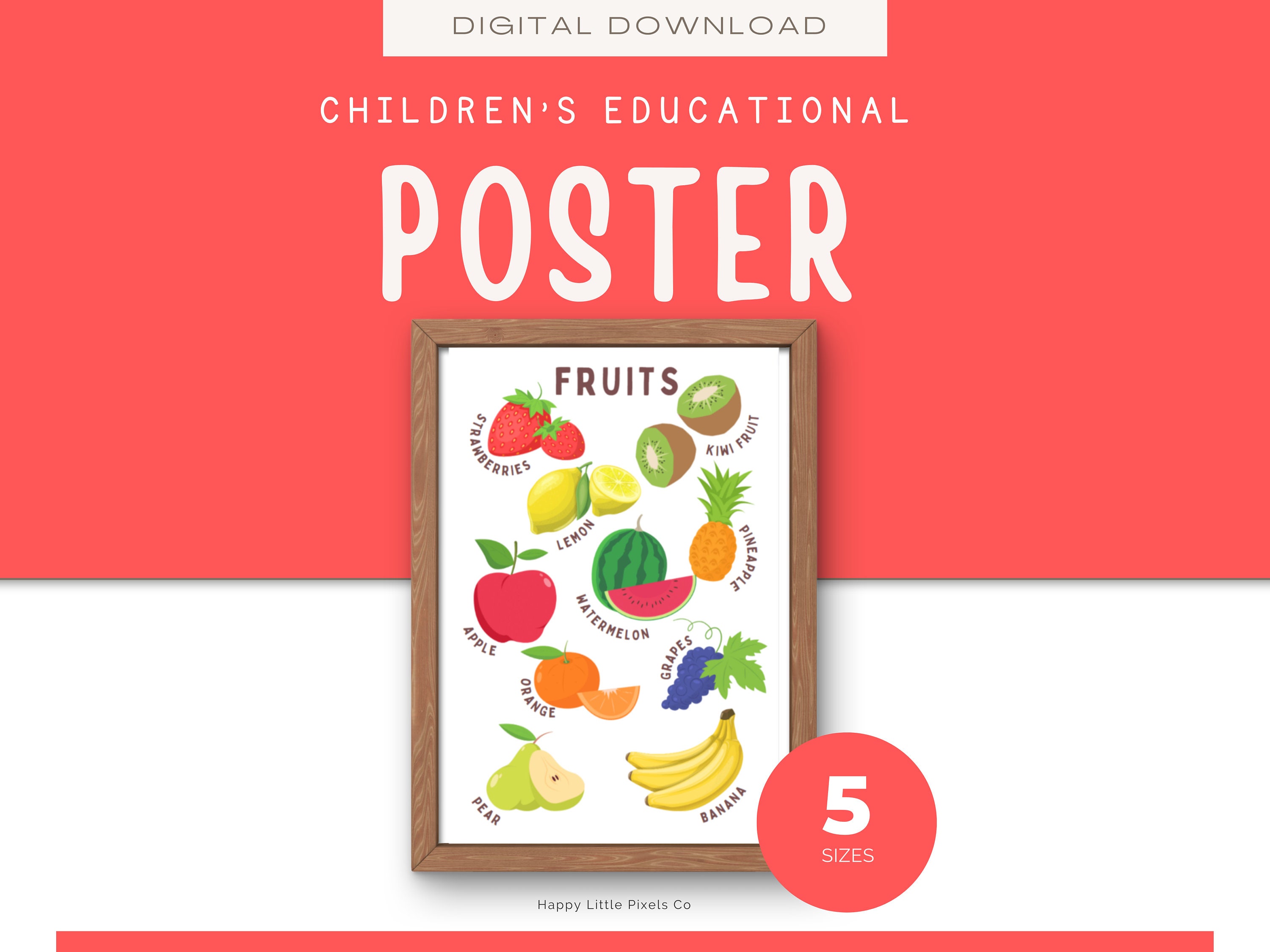 Fruit Educational Poster Home School Resources Montessori Classroom ...