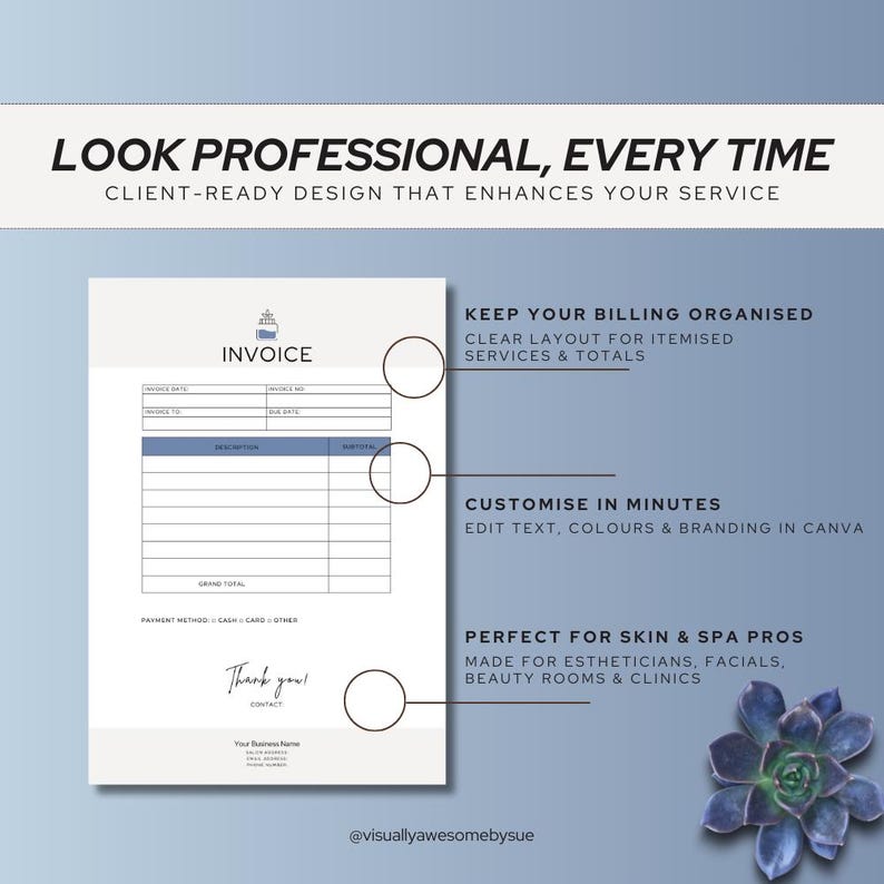 Skincare Invoice Template INSTANT Digital Download Editable Canva ...