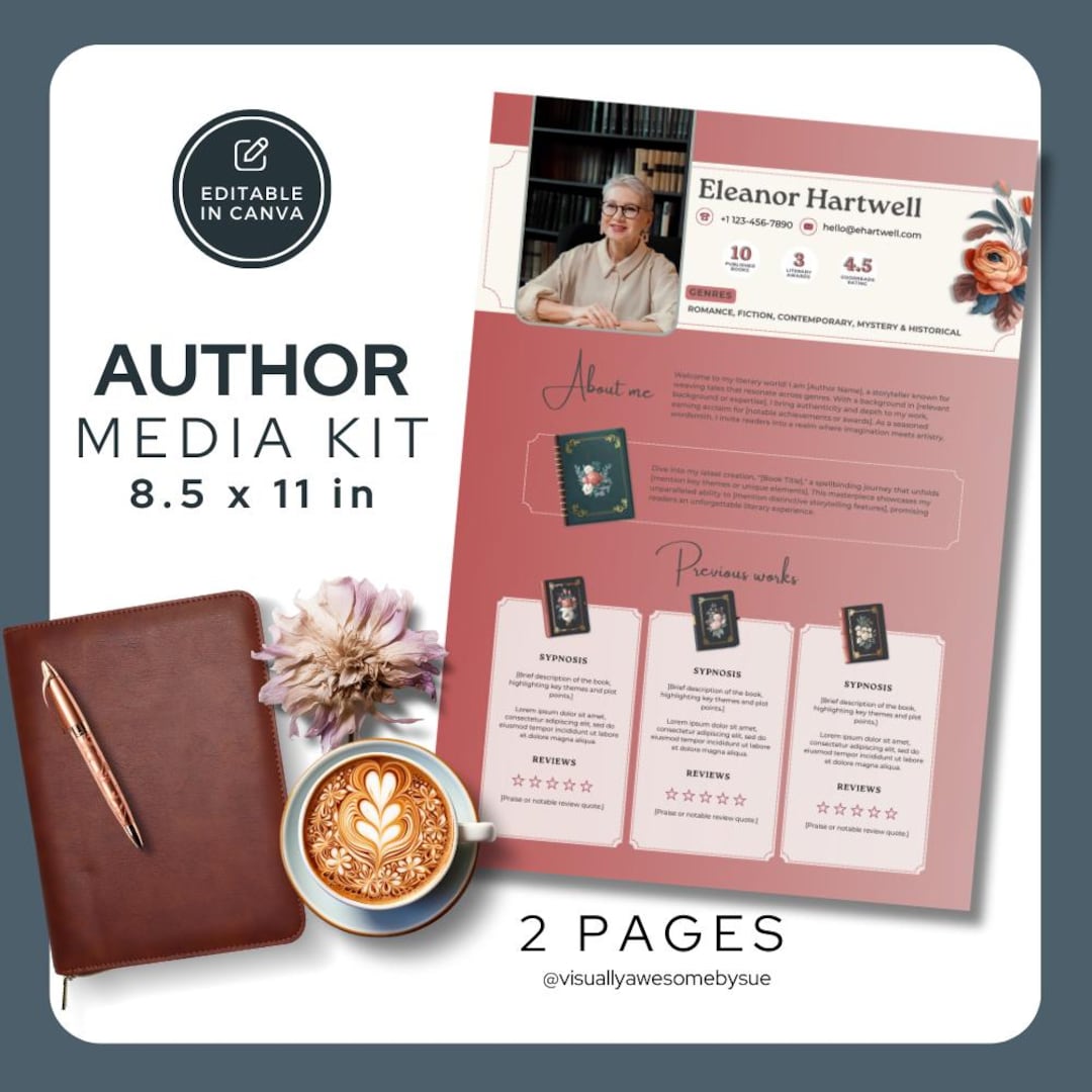 Author Media Kit Template INSTANT Digital Download Editable Canva Press ...