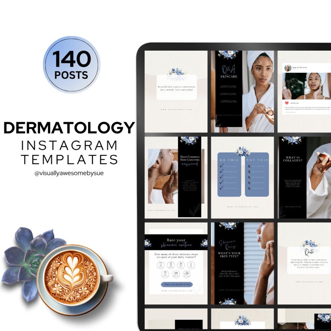 Dermatology Social Media Templates: Skincare Instagram Posts (canva ...