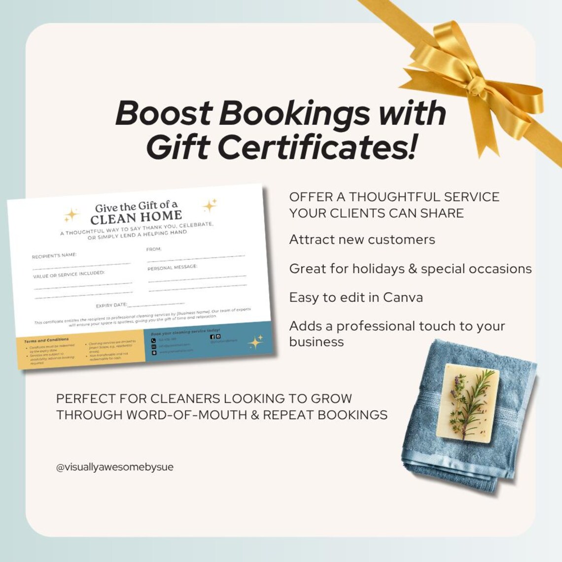Cleaning Service Gift Certificate Template: Editable Canva Design (6x4 ...