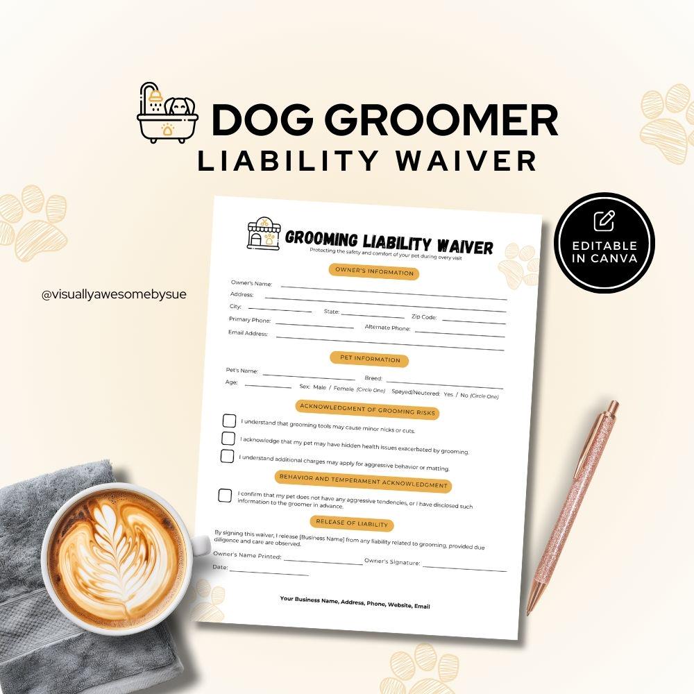 Dog Groomer Liability Waiver Template INSTANT DOWNLOAD Digital ...