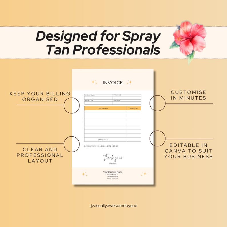 Spray Tan Invoice Template INSTANT Digital Download, Editable ...