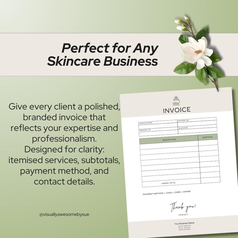 Skincare Invoice Template INSTANT Digital Download Editable Canva ...