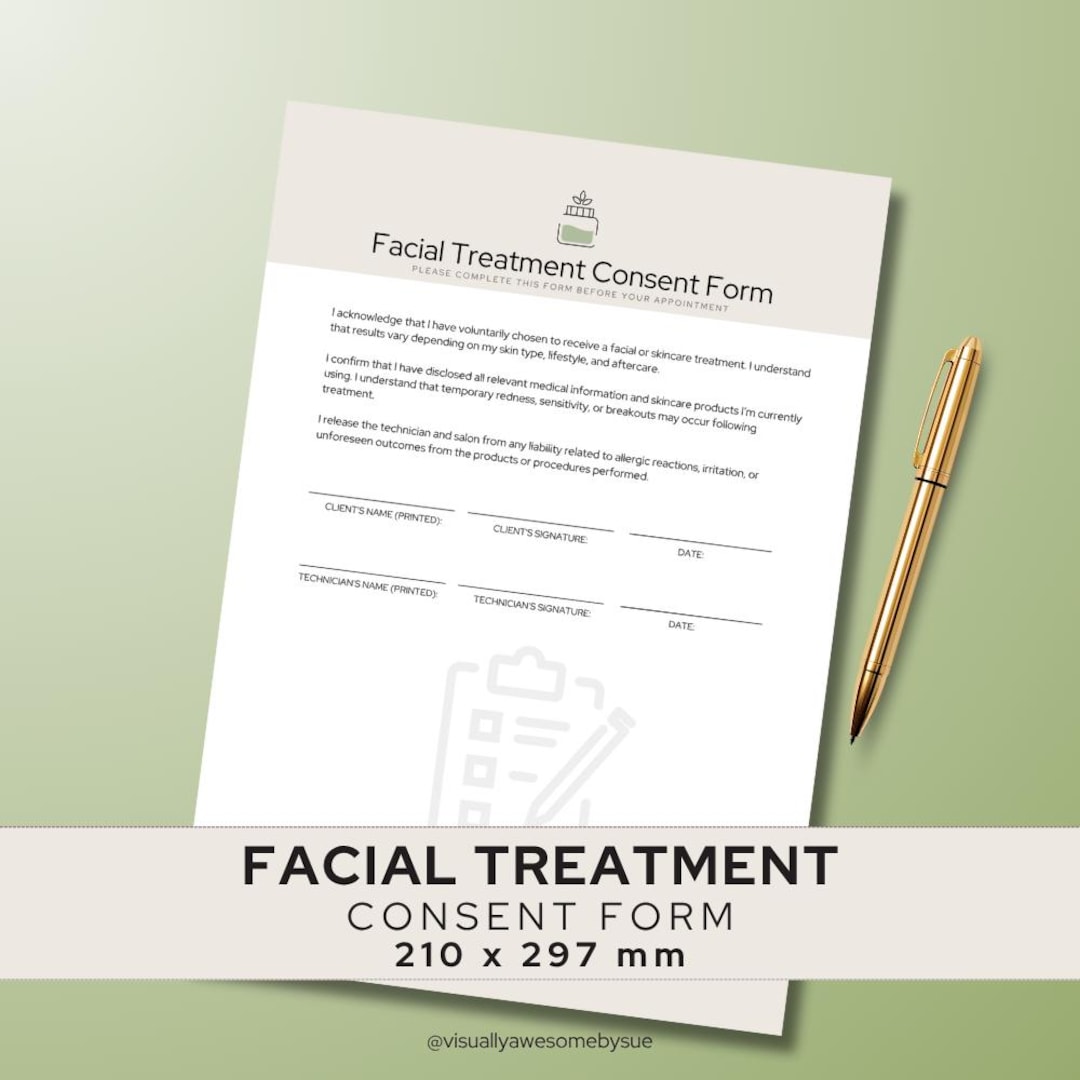 Facial Treatment Consent Form Template INSTANT Digital Download ...