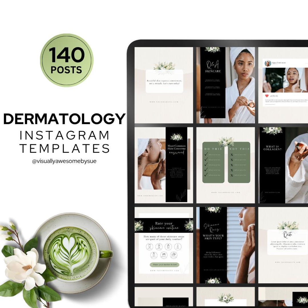 Dermatology Social Media Templates: Skincare Canva Designs (instant ...
