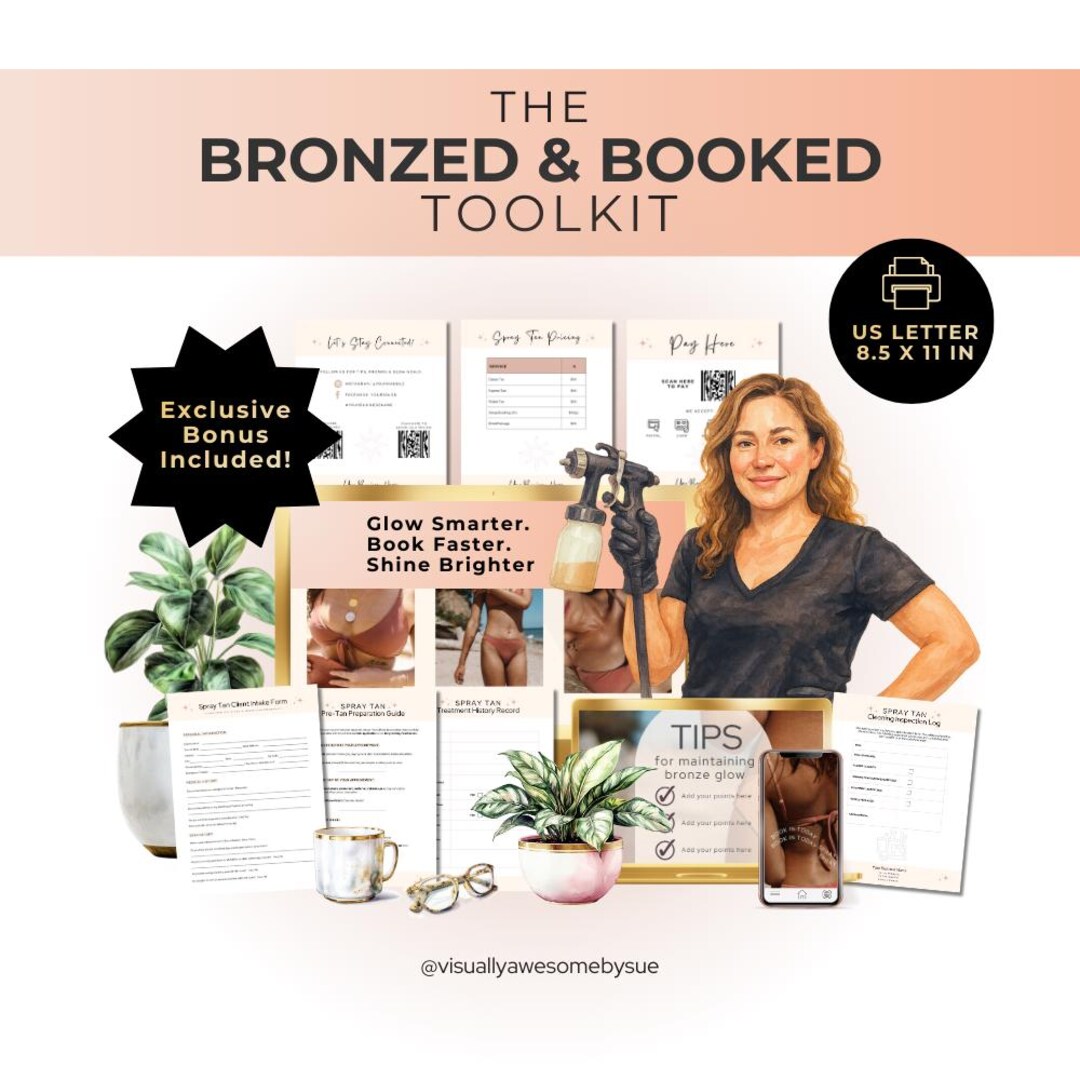 Spray Tan Client Forms, Consent, Aftercare, Pretan Guide, Cleaning Log ...
