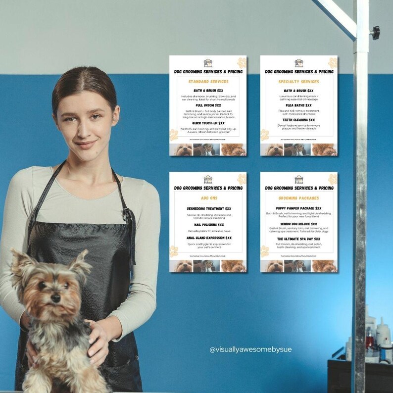 Dog Grooming Price List Poster Template: Editable Canva Design (digital ...