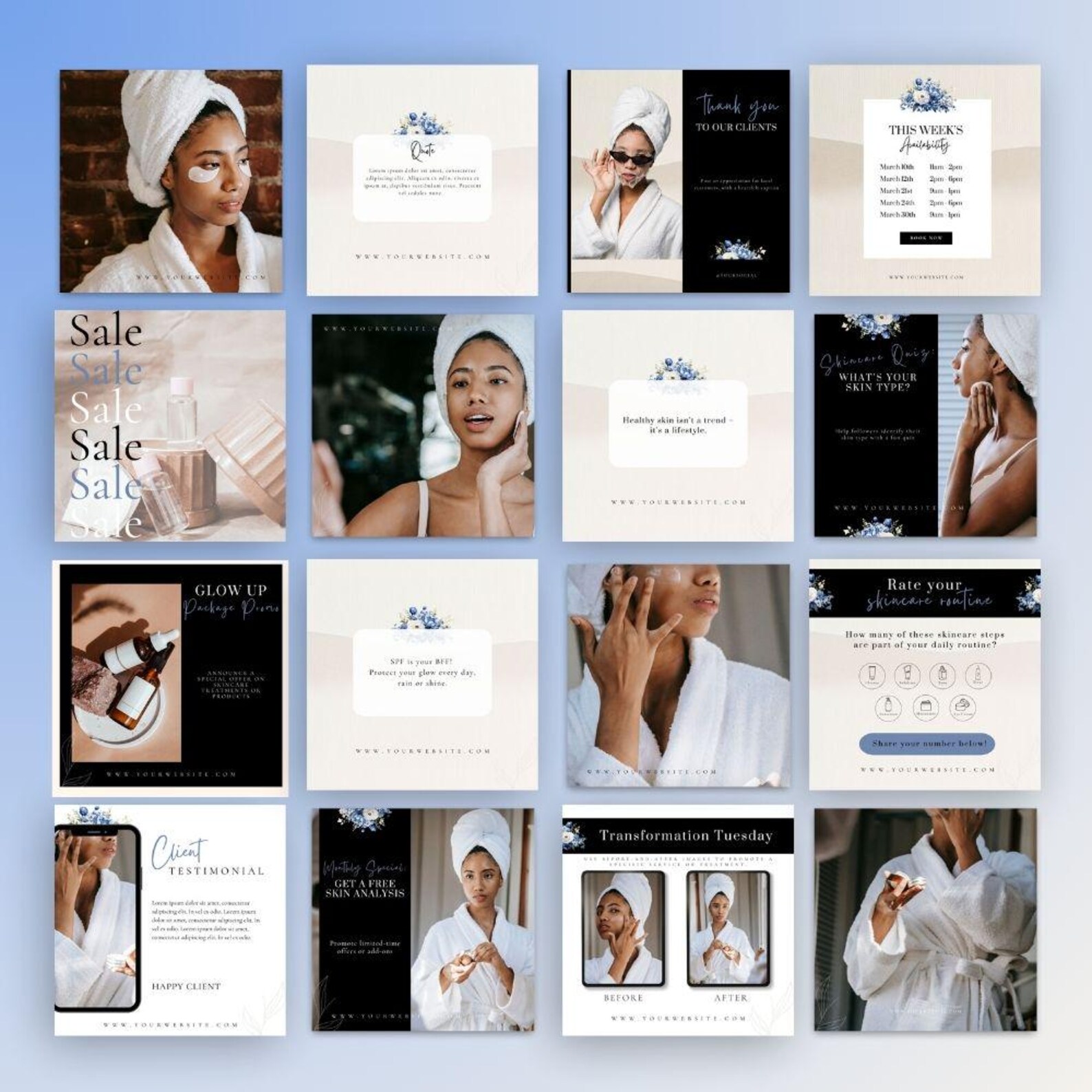 Dermatology Social Media Templates: Skincare Instagram Posts (canva ...