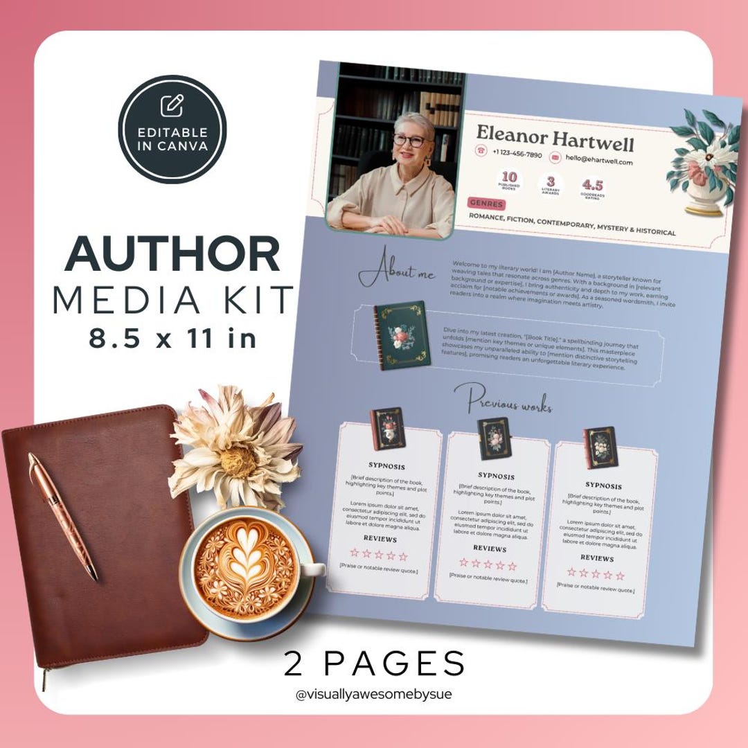 Author Media Kit Template INSTANT Digital Download Editable Canva Press ...