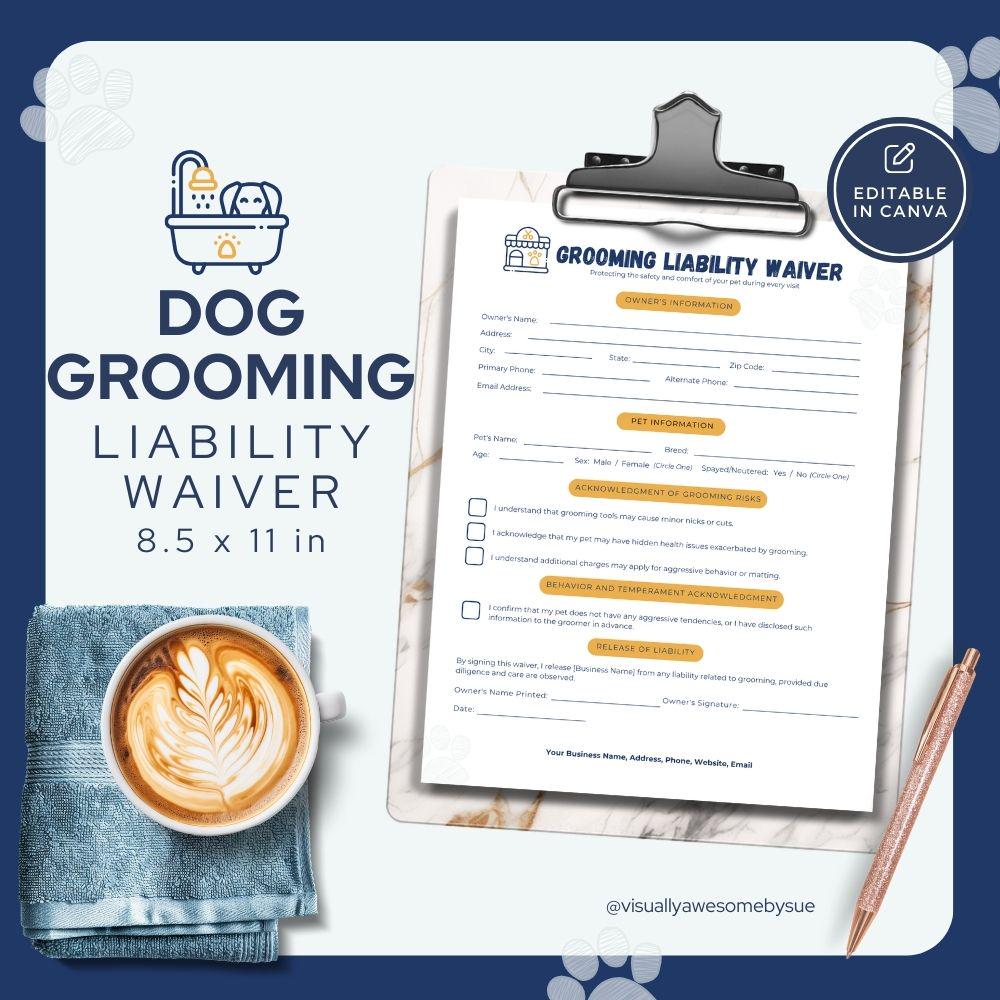 Dog Groomer Liability Waiver Template: Editable Canva Form (8.5x11 ...