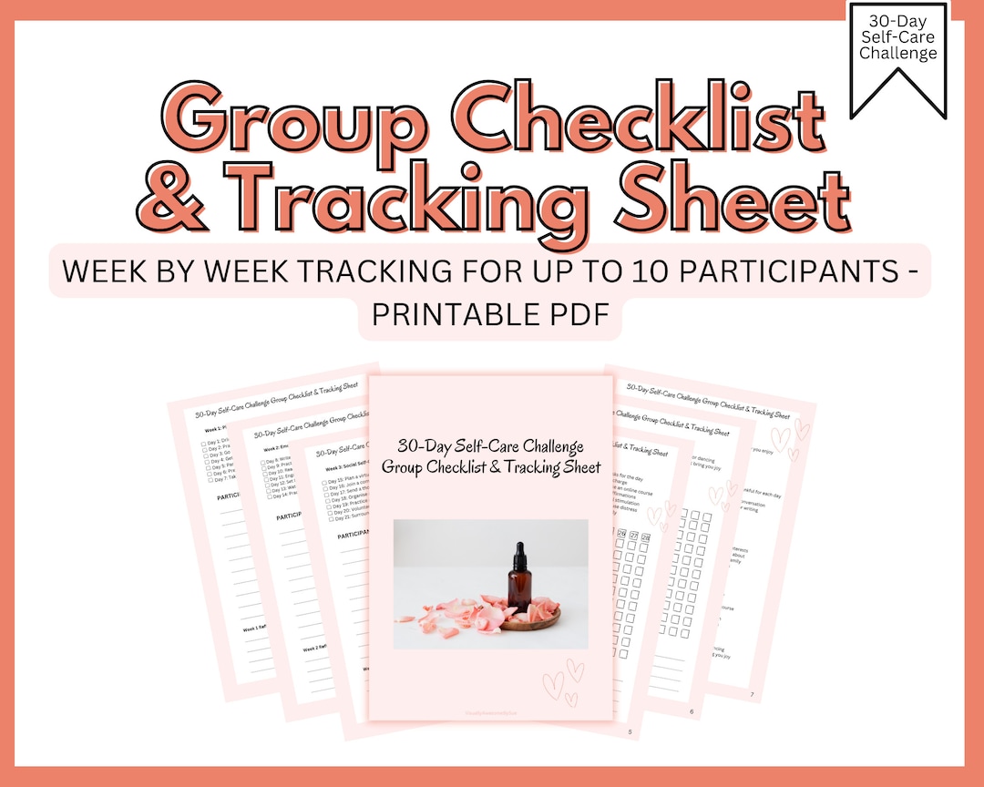 Group Checklist & Tracking Sheet for 30-day Self-care Challenge - Etsy