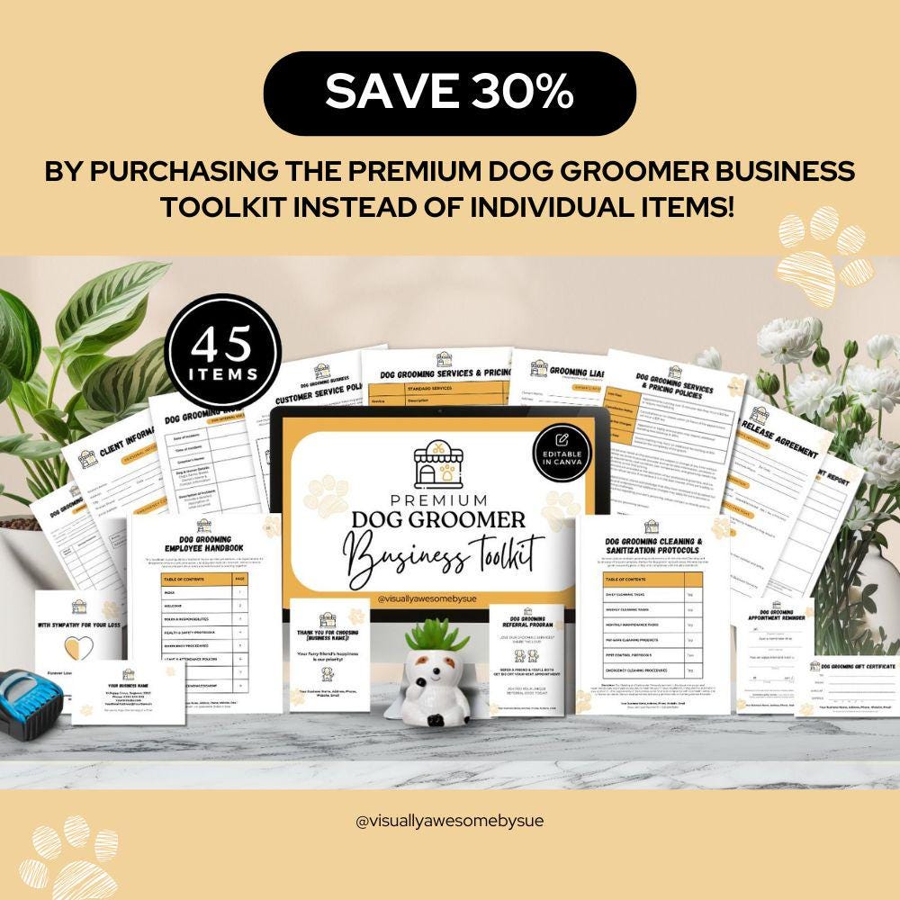 Dog Groomer Liability Waiver Template: Editable Canva Form (digital ...