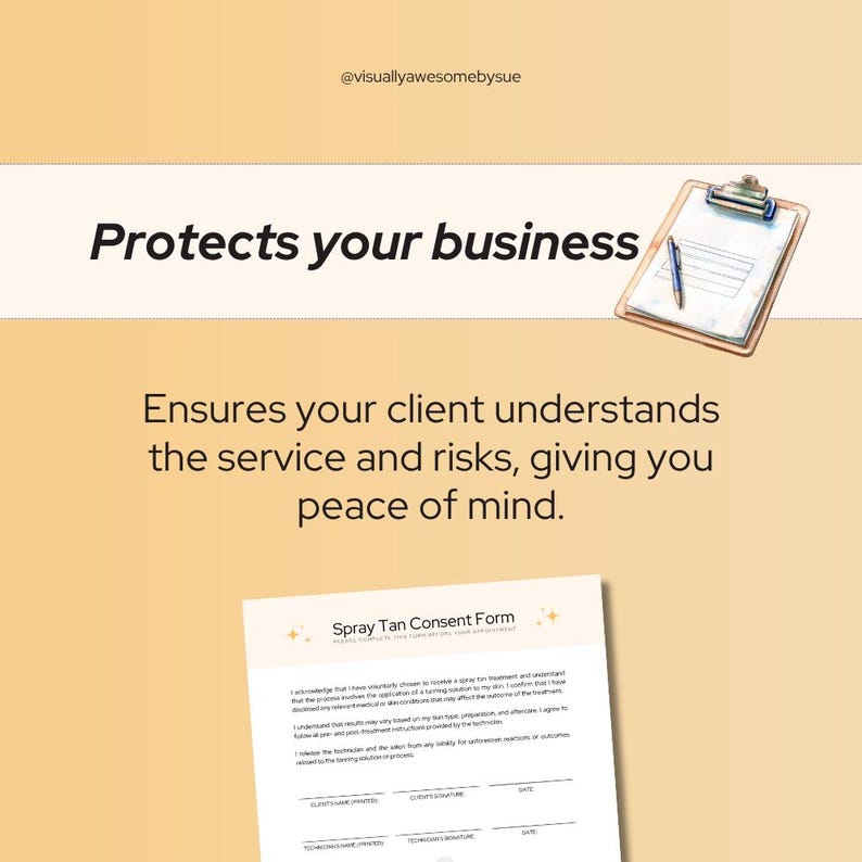 Spray Tan Consent Form Template INSTANT Digital Download, Editable ...