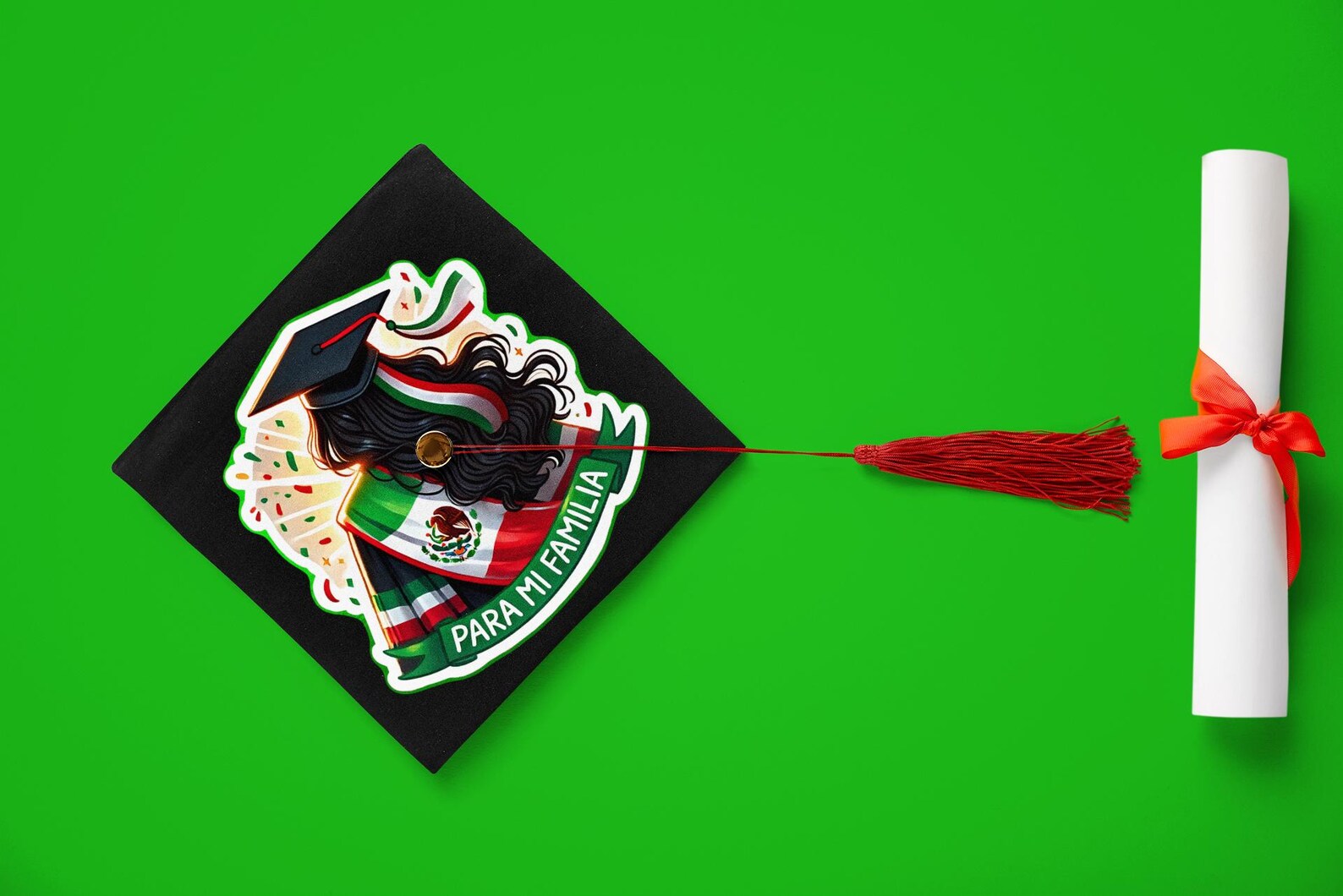 Para Mi Familia Grad Cap Topper: Chicano Latinx Design (digital ...