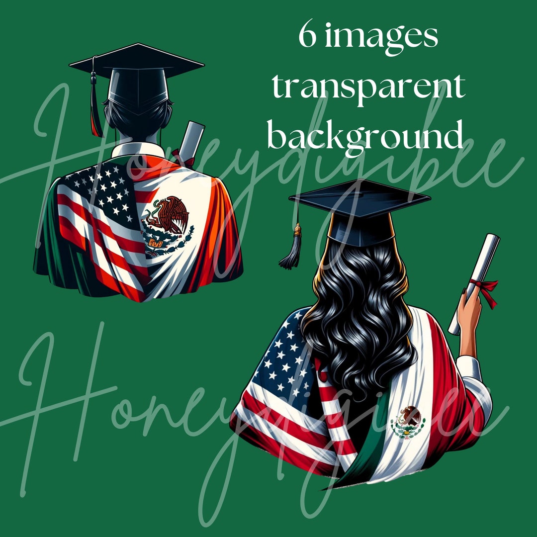 Mexican American Graduates Clipart Bundle: Graduation Flags (digital ...