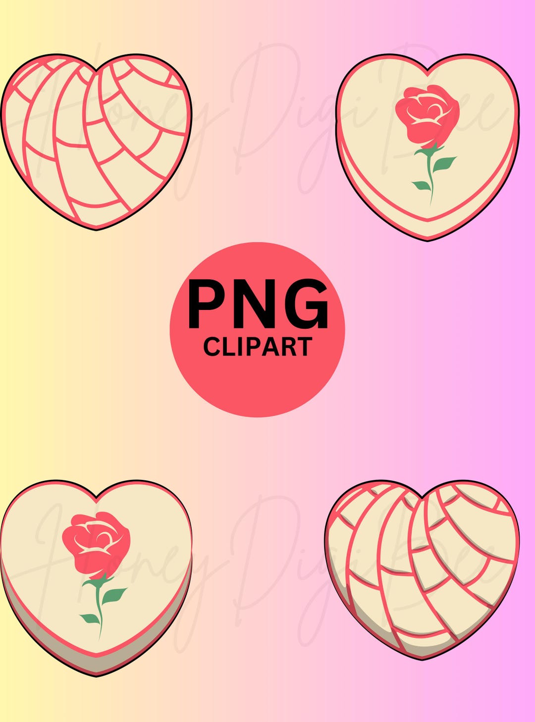 Concha Heart, De La Rosa Heart PNG Clipart - Etsy