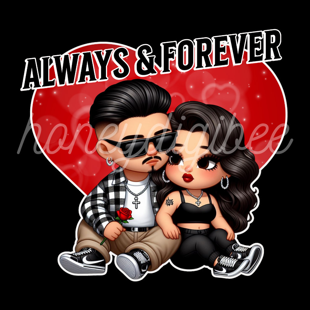 Chicano Couple Valentine, Always and Forever PNG, Cholo Couple - Etsy