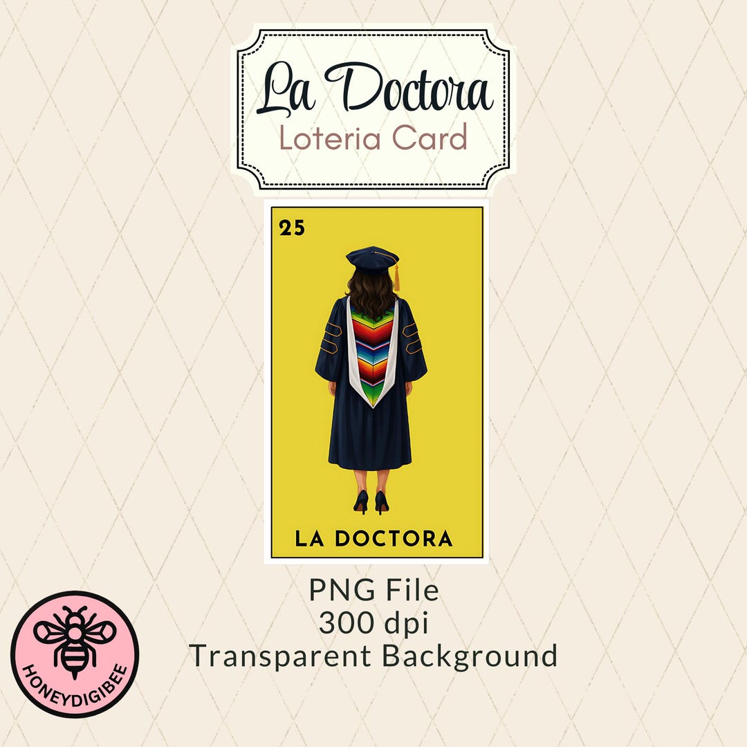 La Doctora Loteria Yellow Card Sublimation PNG, Graduation Cap Toppers ...