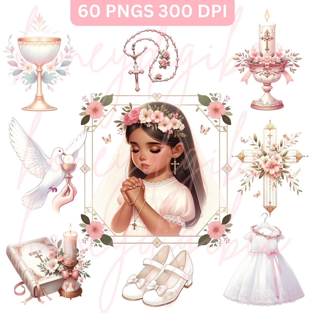 Hispanic First Holy Communion Clipart Bundle, Mi Primera Comunion 60 ...