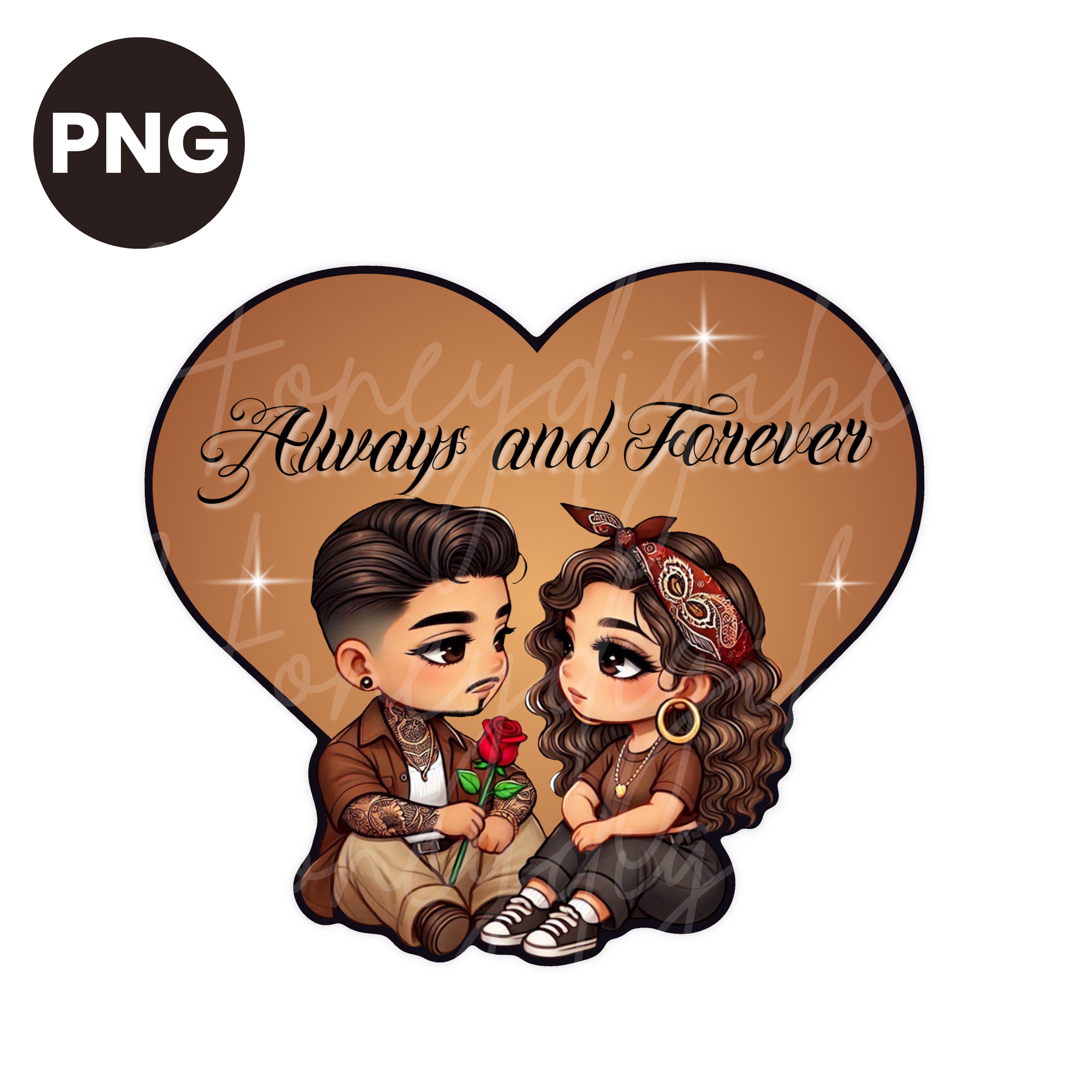 Chicano Couple Valentine, Always and Forever PNG, Cholo Couple - Etsy