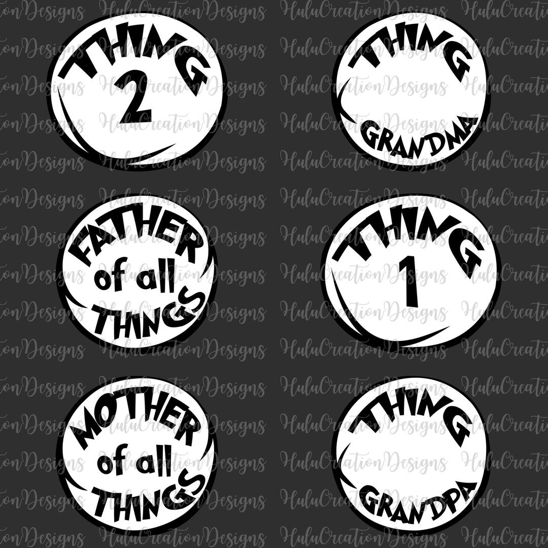 Thing Family Svg Png Bundle, Cat in the Hat, Dad of All Things, Mom of ...