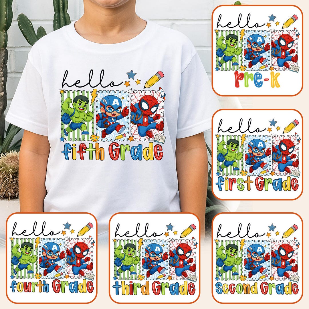Superhero Back to School Png Bundle, Hello Kindergarten Png, Pre-k to ...