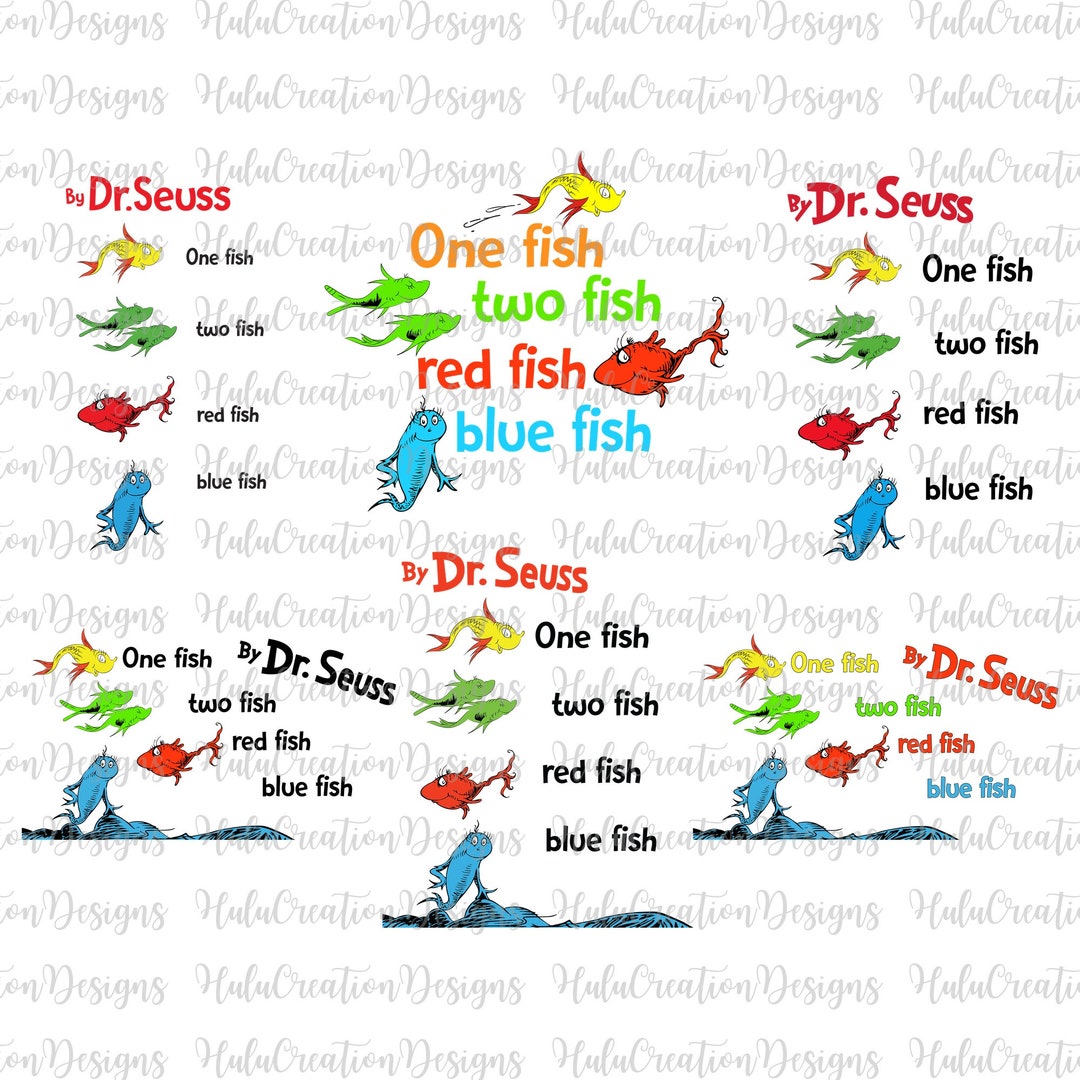Bundle One Fish Two Fish Svg, Fishs Svg, Red Fish Blue Fish, Reading ...