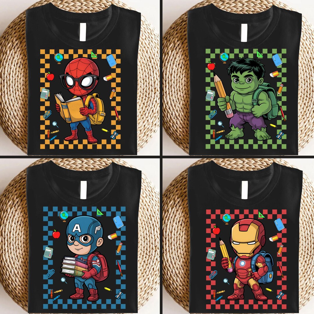 Superhero Back to School Png Bundle, Preppy Back to School Png, Cartoon ...