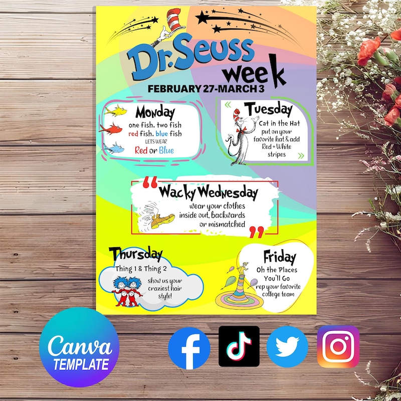 Seuss Week Template - Etsy UK
