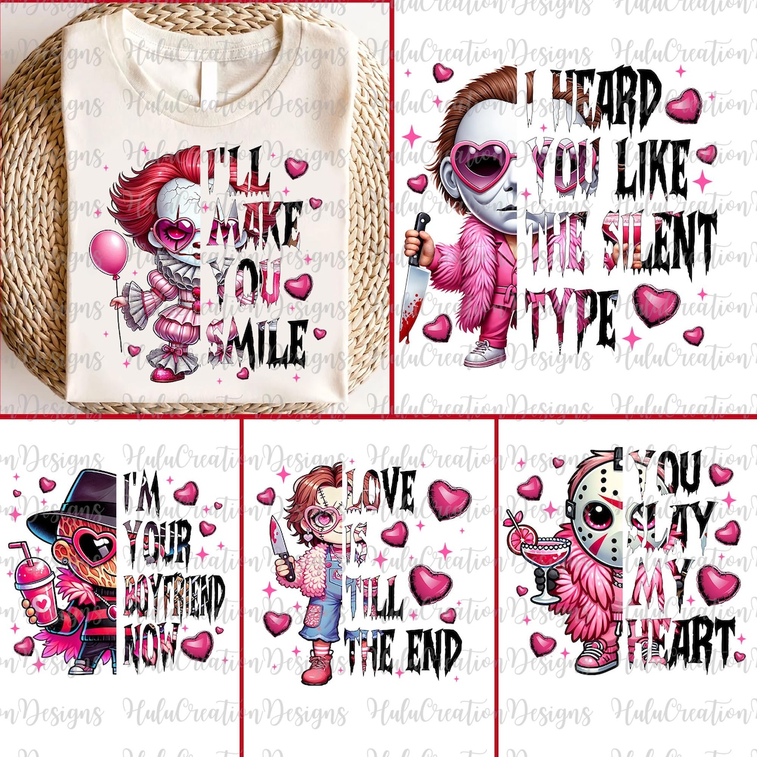 Horror Movie Valentine Png Bundle, Horror Characters Valentine Png ...