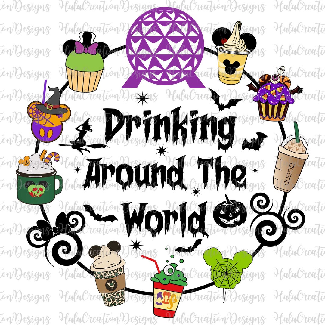 Epcot Halloween Comfort Colors Svg, Drinking Around the World 2023 ...