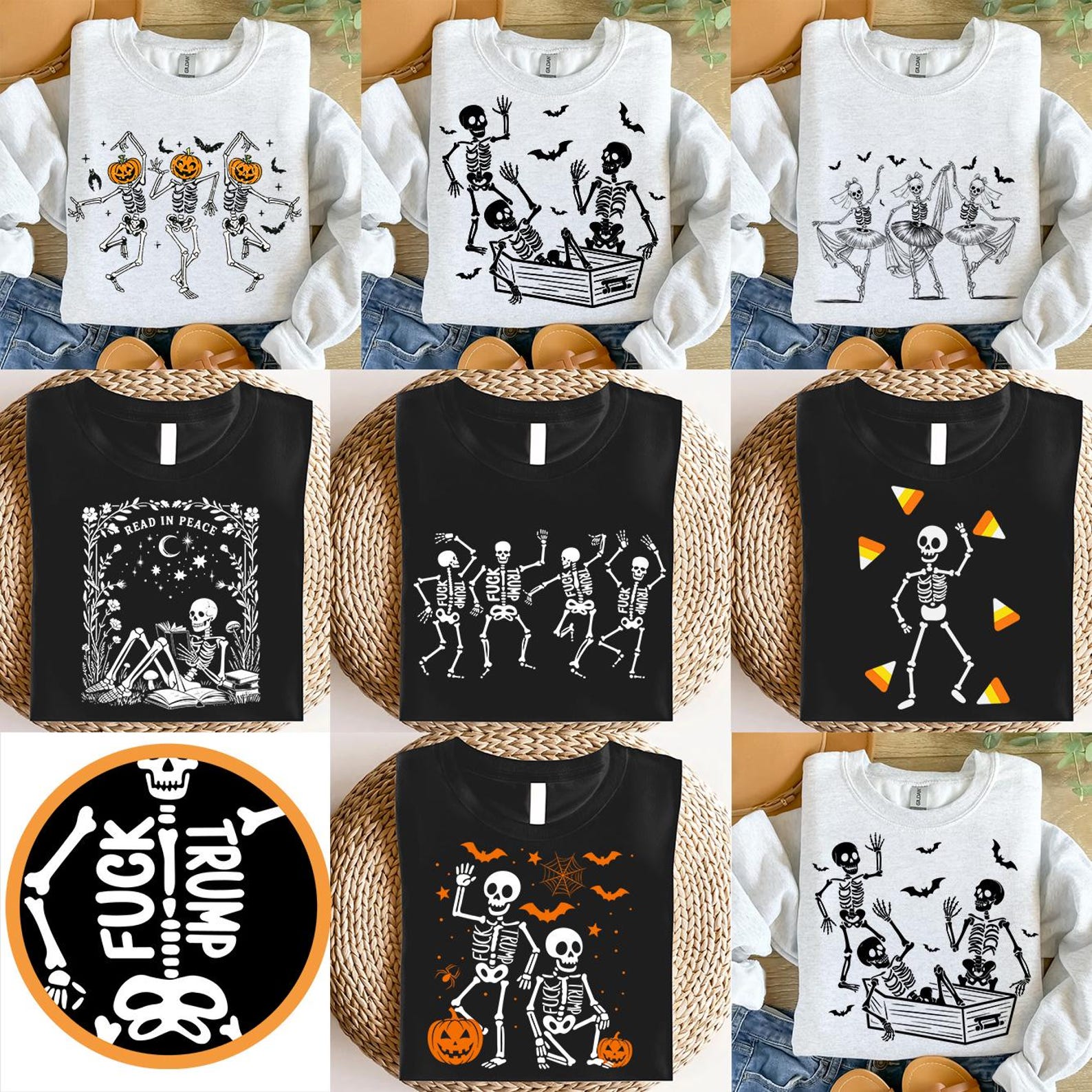 Anti Trump Halloween Skeleton SVG PNG Bundle, Funny Skeleton Fu*k Trump ...