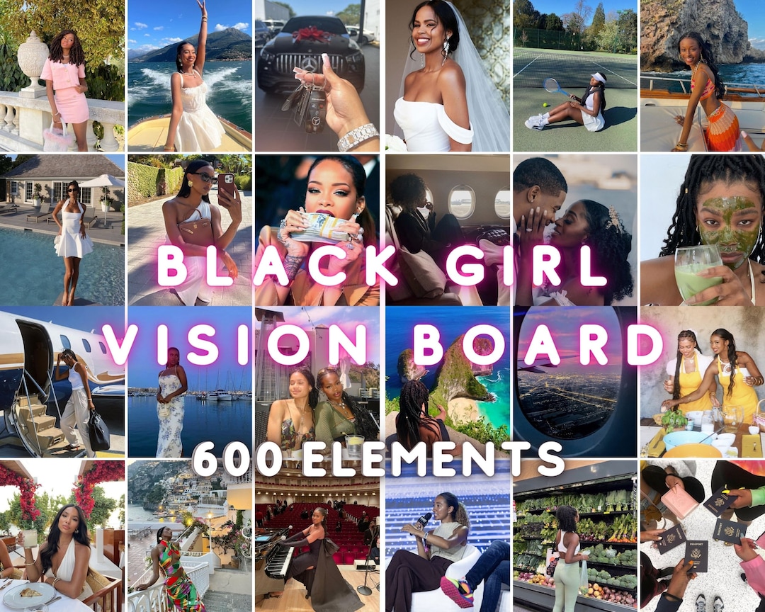 2024 Black Girl Luxury Vision Board Kit,black Girl Vision Board,inspirational Images,black Woman ...