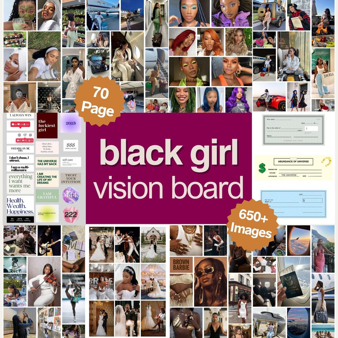2025 Black Girl Vision Board,black Woman Vision Board,vision Board Set ...