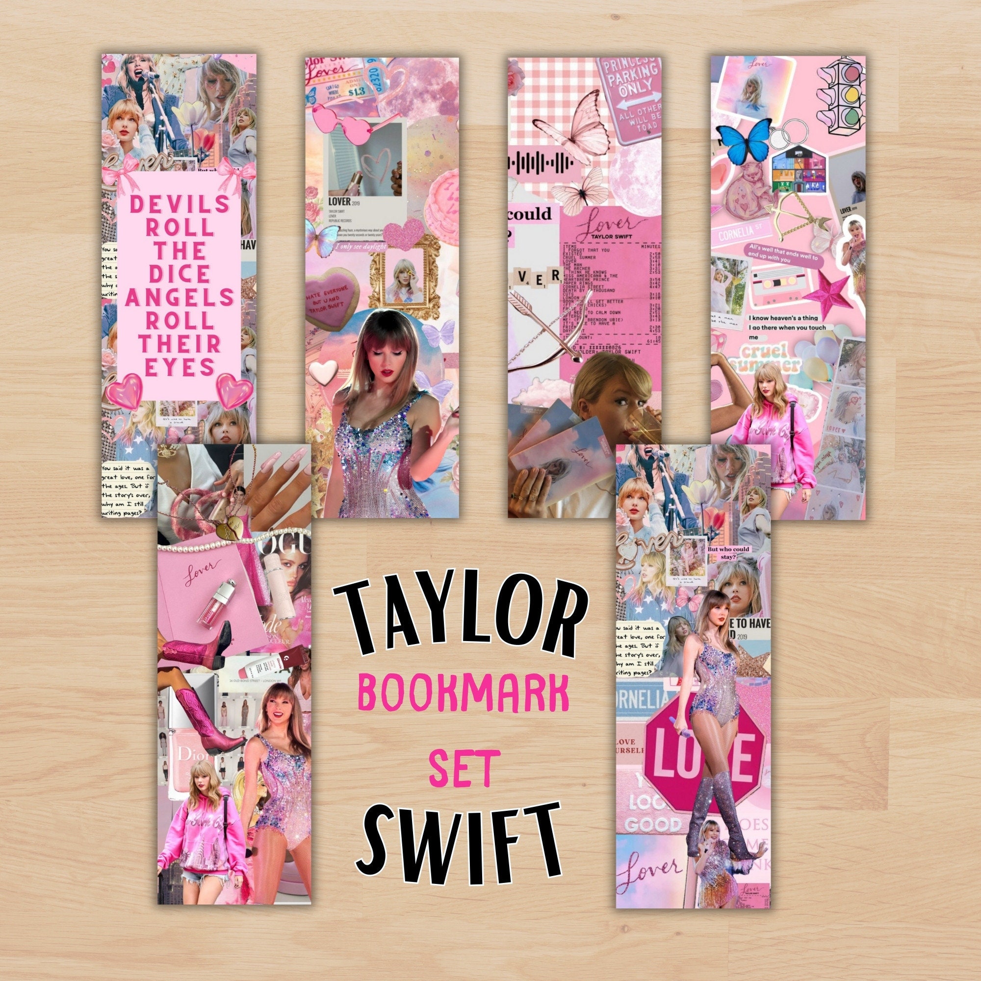 Taylor Swift Bookmark Set,lover Era Pink Bookmark Set,lover Bookmark ...