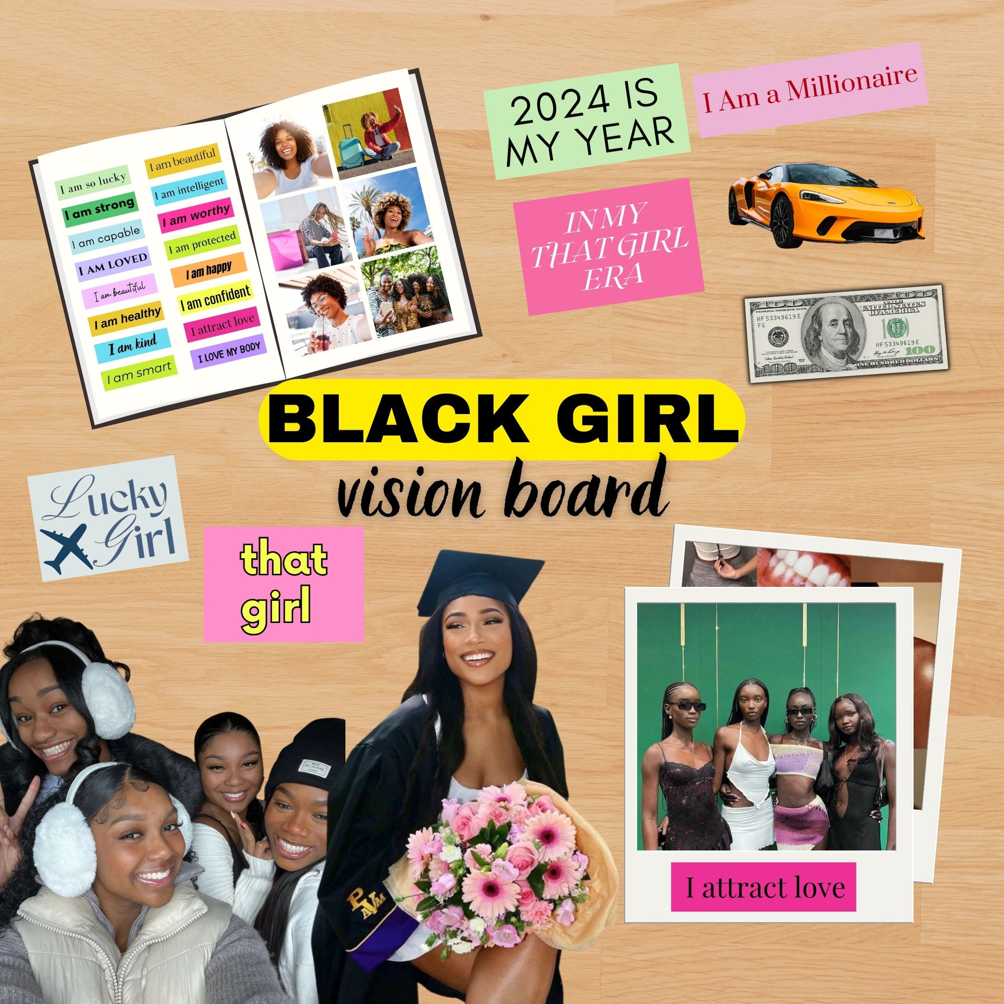 Black Woman Vision Board Kit,2024 Black Girl Vision Board,black Girl Luxury Vision Board,vision ...