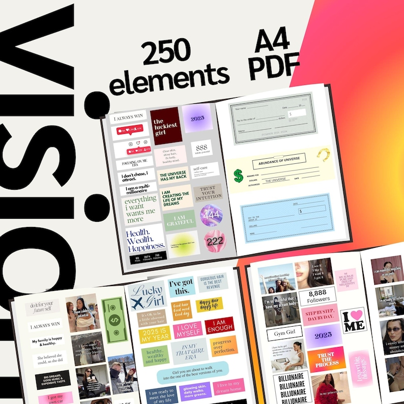 2025 Vision Board Printables Images,teen Girl Vision Board,digital ...