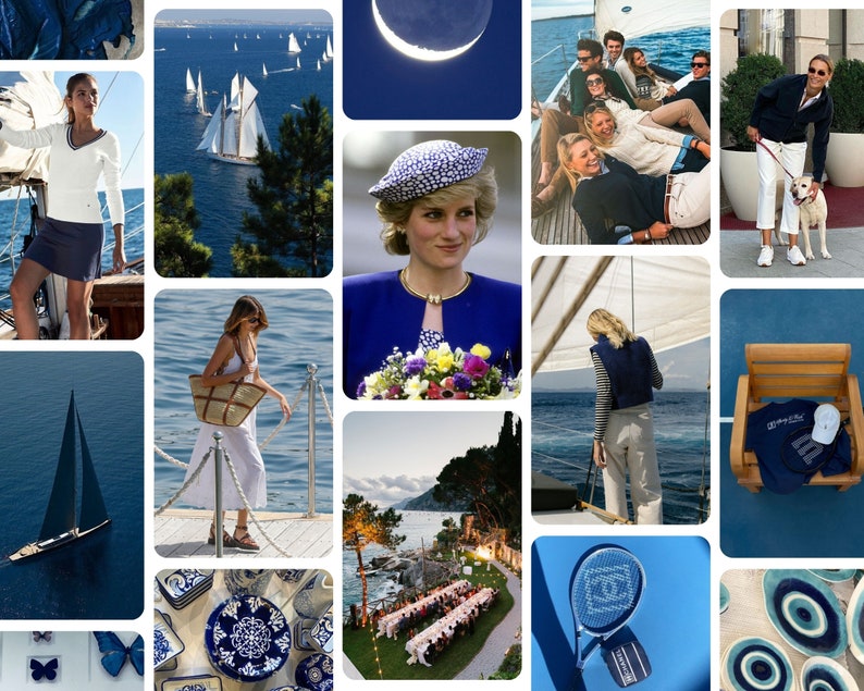 Navy Blue Wall Collage Set,blue Poster Set,navy Blue Poster,old Money ...