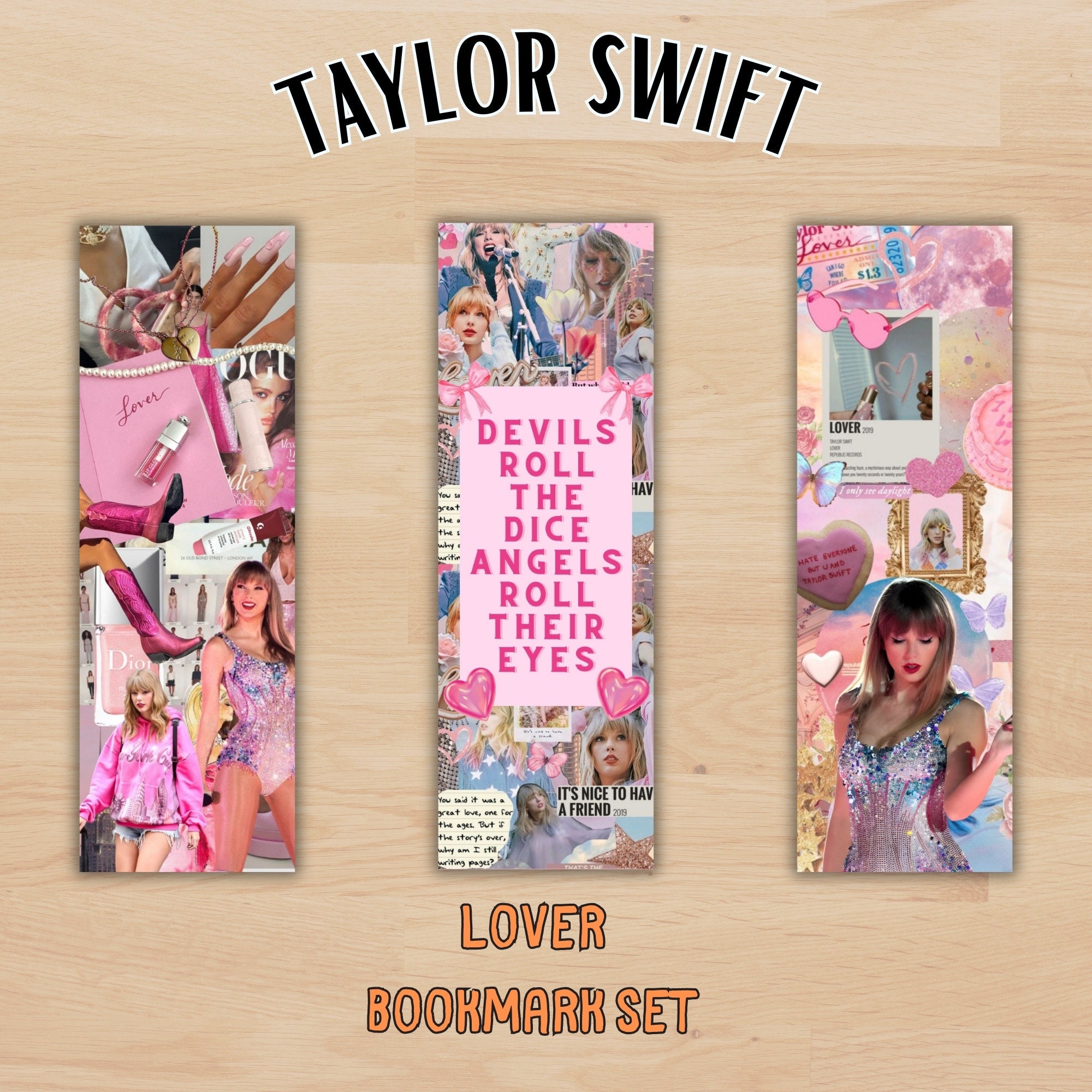 Taylor Swift Bookmark Set,lover Era Pink Bookmark Set,lover Bookmark ...
