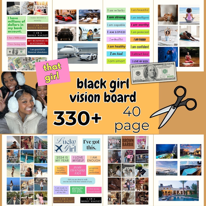Black Woman Vision Board Kit,2024 Black Girl Vision Board,black Girl ...