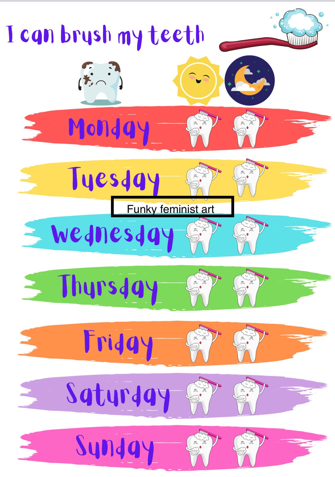I Can Brush My Teeth Star Chart - Etsy