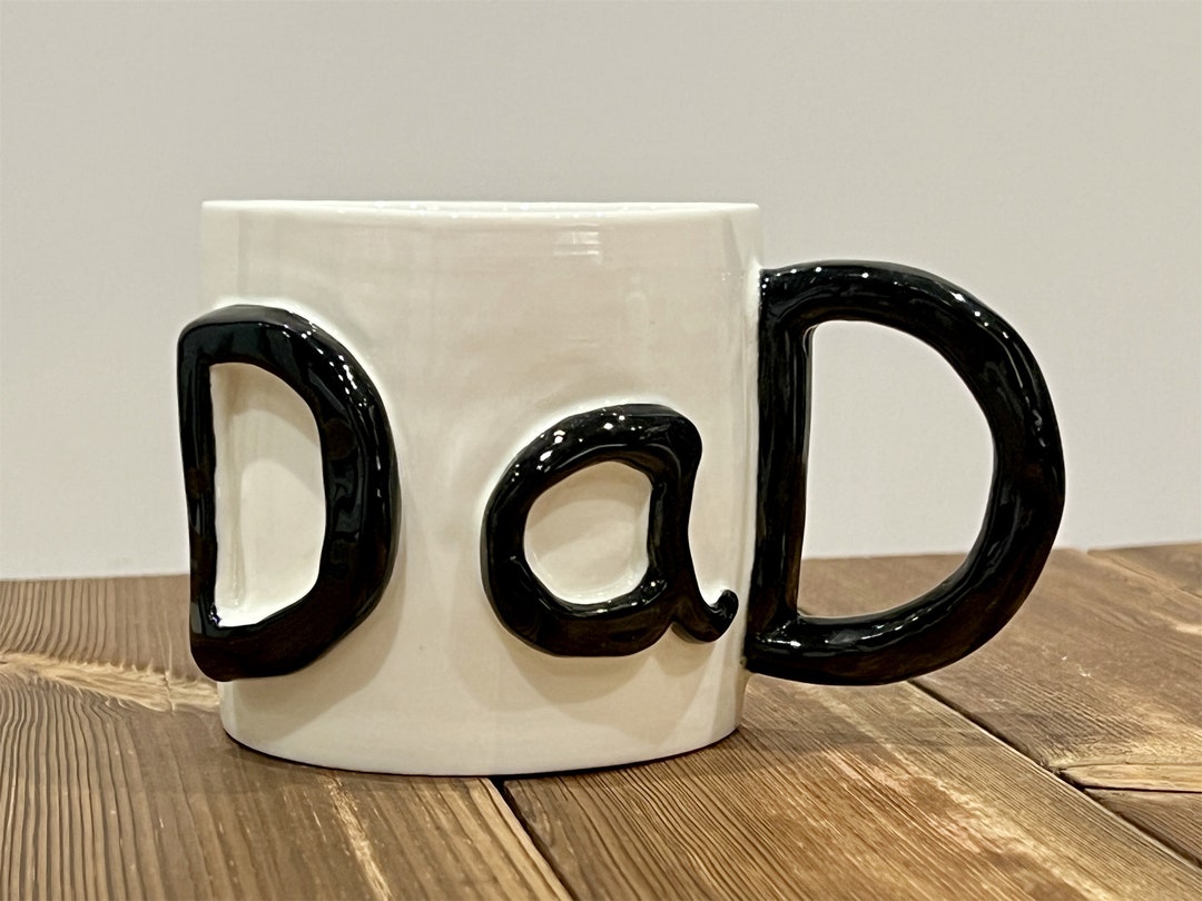 Custom Best Dad Mug, 3D Letter Ceramic Mug, Handmade Pottery Coffee Cup ...