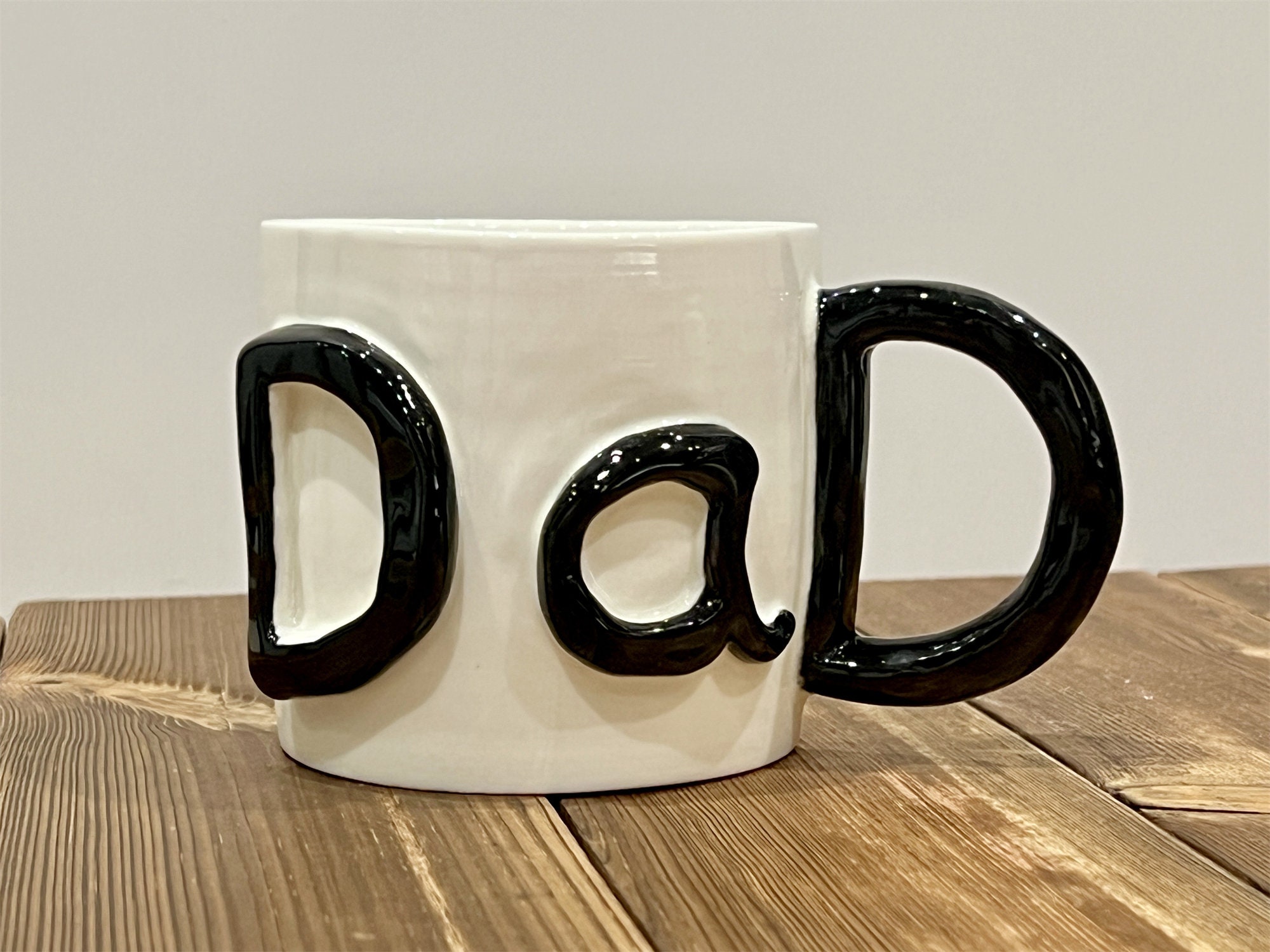 Custom Best Dad Mug, 3D Letter Ceramic Mug, Handmade Pottery Coffee Cup ...