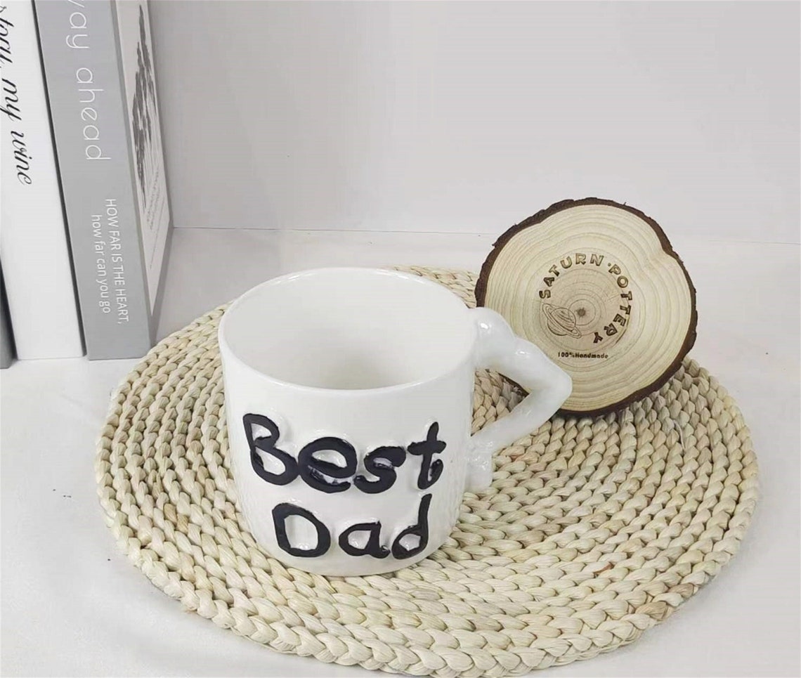 Personalized Best Dad Mug, 3D Letter Ceramic Mug, Handmade Pottery ...
