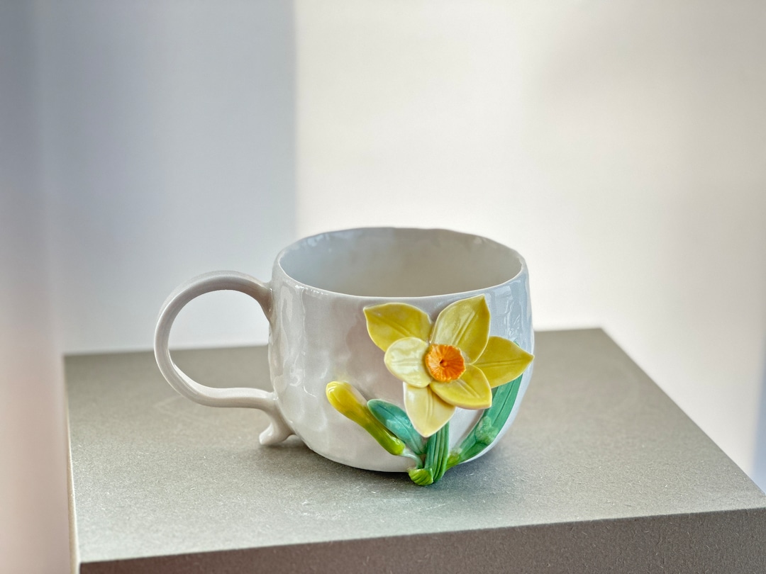 March | Daffodil, Birth Flower Mug, Handmade Birth Month Floral Mug ...