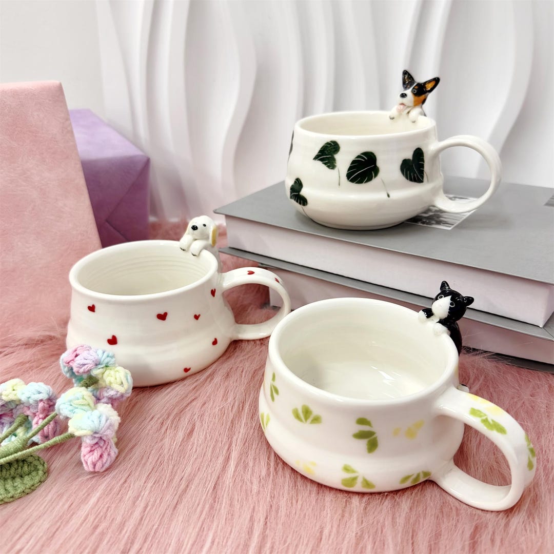 Personalized Pet Portrait Mug, Custom Cat & Dog Ceramic Coffee Mug ...
